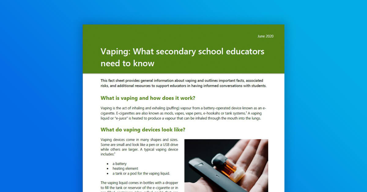 Vaping: What secondary school educators need to know - Everyday Mental ...