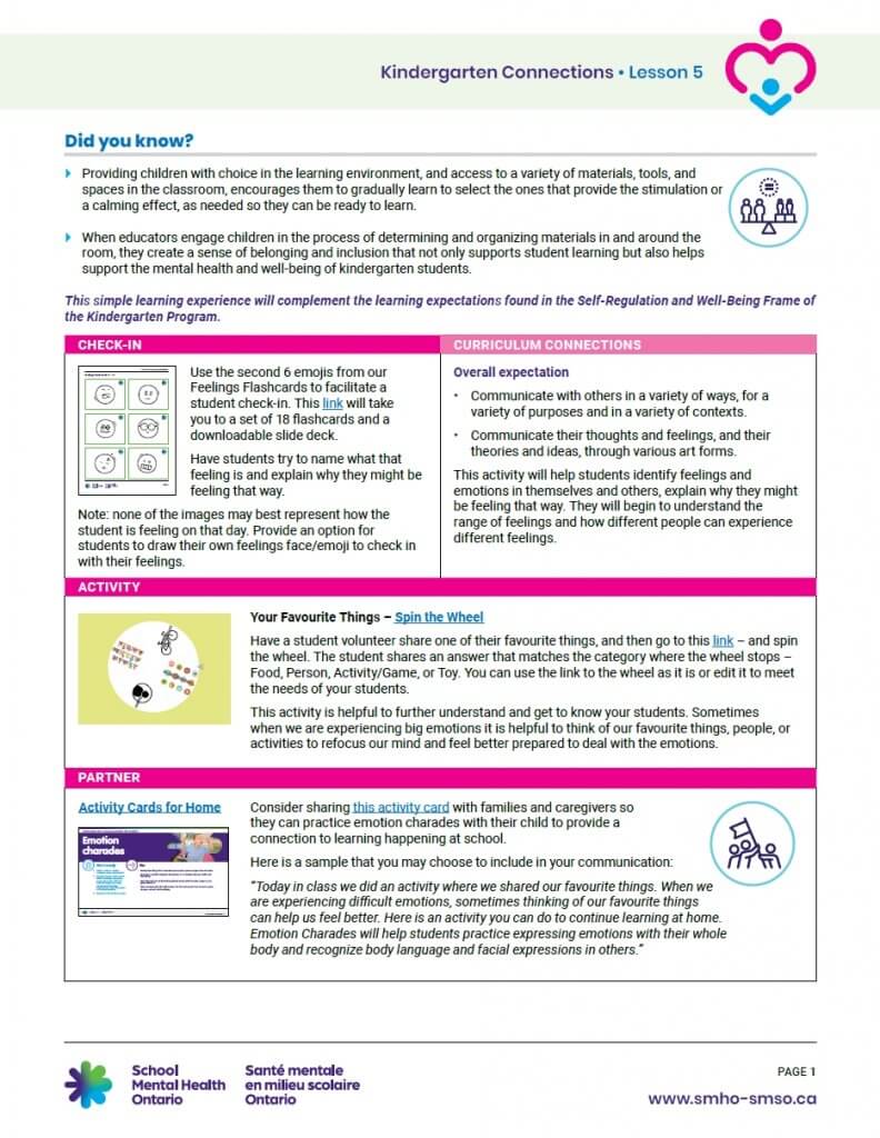 Kindergarten Connections - School Mental Health Ontario