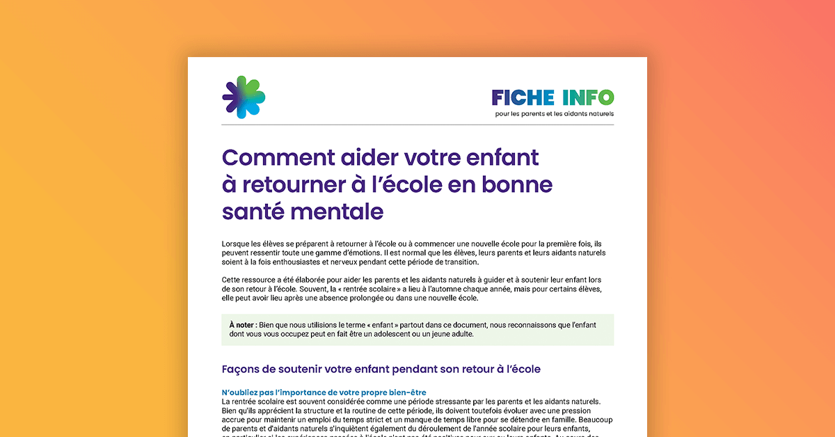 Comment aider votre enfant à retourner à l’école en bonne santé mentale - Santé mentale en ...